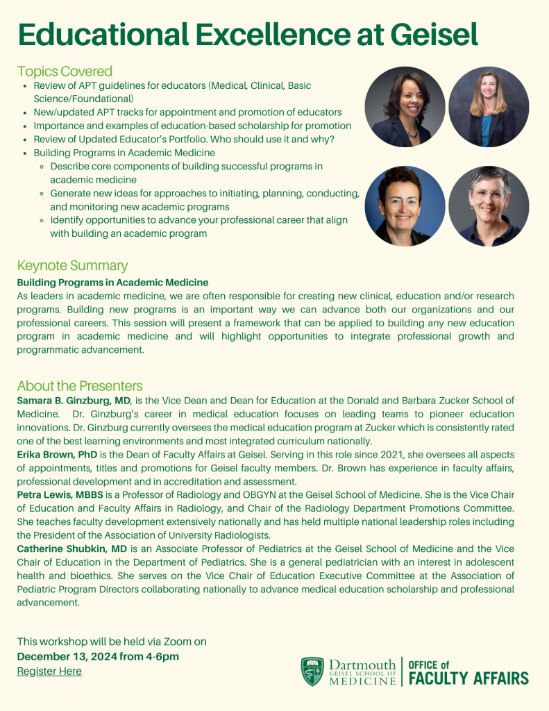 Faculty Development Institute at Geisel Workshop: Educational ...